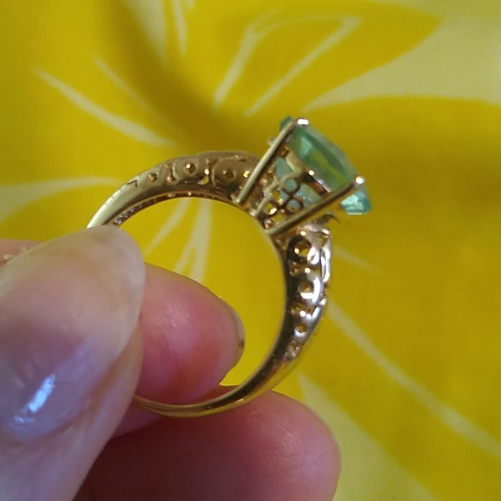 14k Yellow Gold Prasiolite Ring - Gem